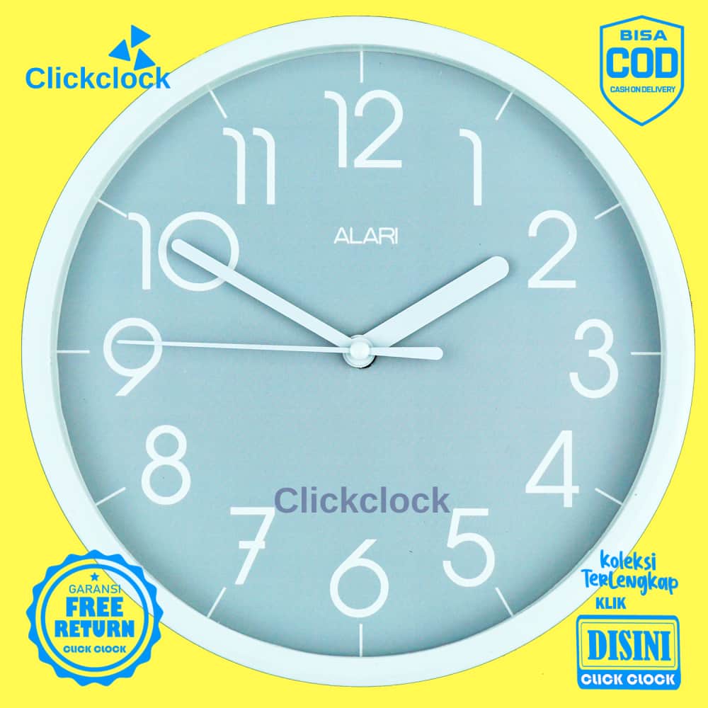 Jual Jam Dinding Quartz Minimalis Abu-Abu Alari 1112 Besar Hiasan Rumah ...