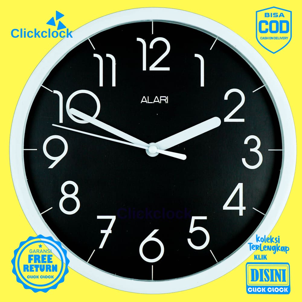 Jual Jam Dinding Quartz Minimalis Abu-Abu Alari 1112 Besar Hiasan Rumah ...