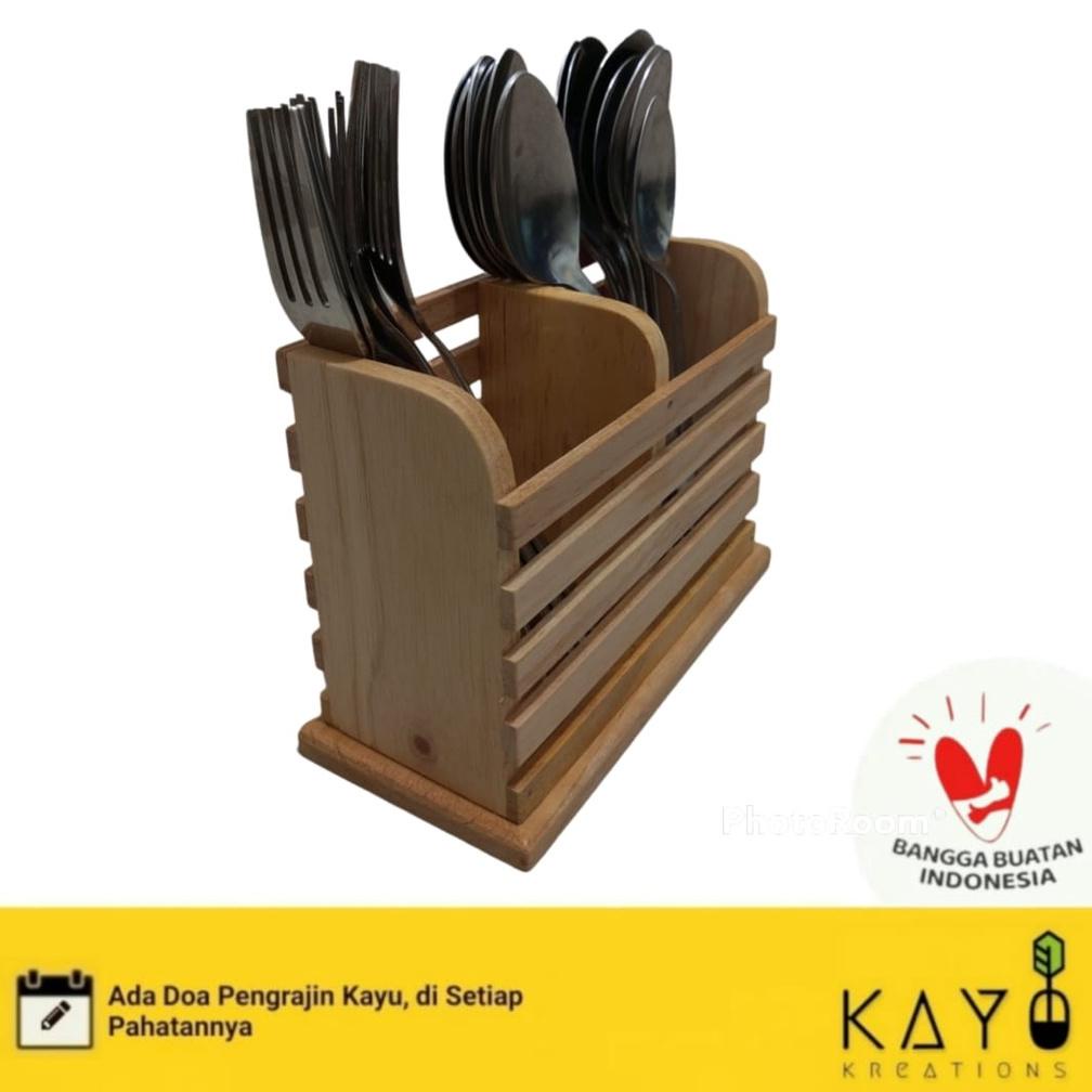 Jual Tempat Sendok Garpu Kayu Mahoni - Peralatan Dapur Kayu Tempat ...