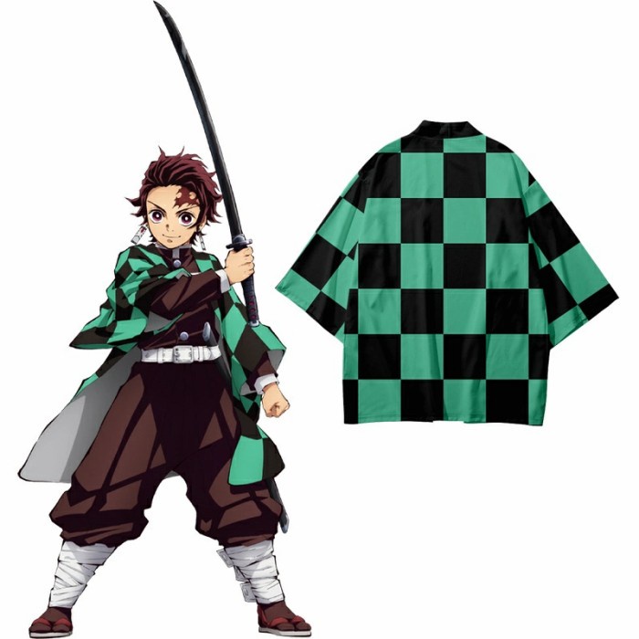 Jual Best Seller Kimono Haori Happi Cosplay Haori Tanjiro Kimetsu Yaiba ...