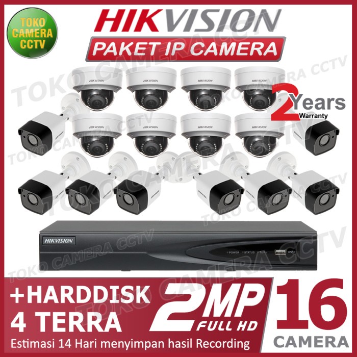 Jual Bestseller Paket Ip Camera Hikvision 2Mp 16 Channel Hdd 4Tb ...