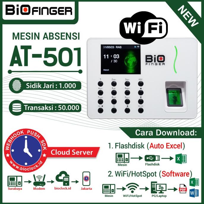 Jual Mesin Absensi Jari BioFinger AT-500, WIFI, Excel, Software, Murah ...
