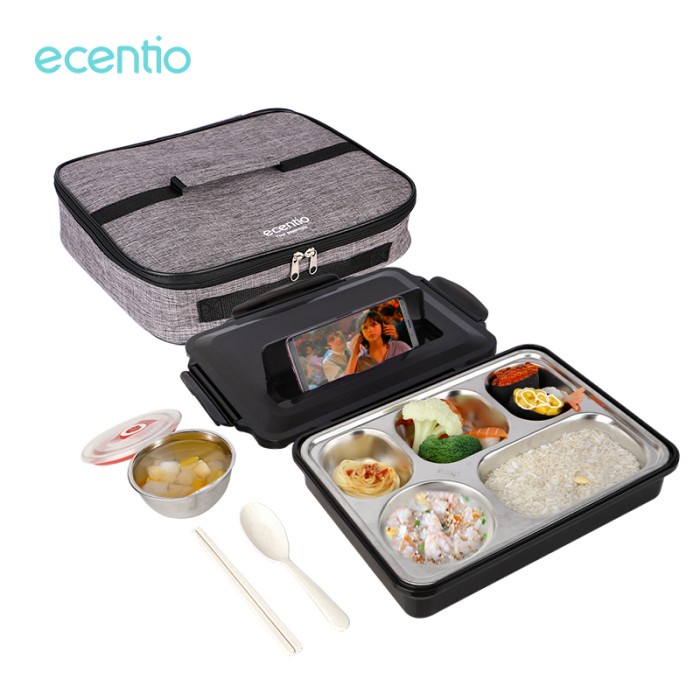 Jual ecentio Kotak makan stainless 5 Grid Lunch Box anti tumpah BPA ...