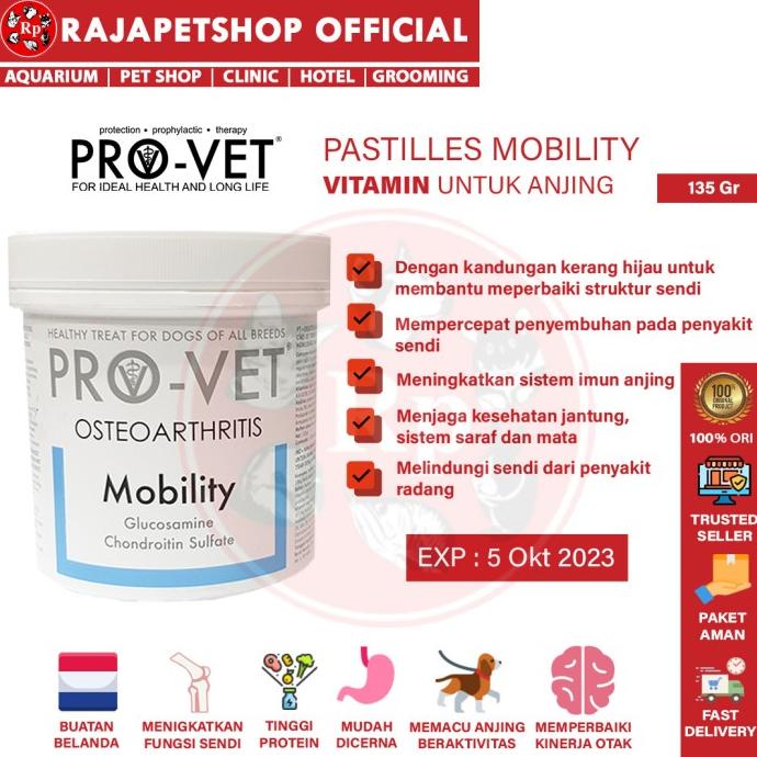 Jual PROVET PASTILLES MOBILITY SUPLEMEN TULANG VITAMIN SENDI ANJING 135 ...