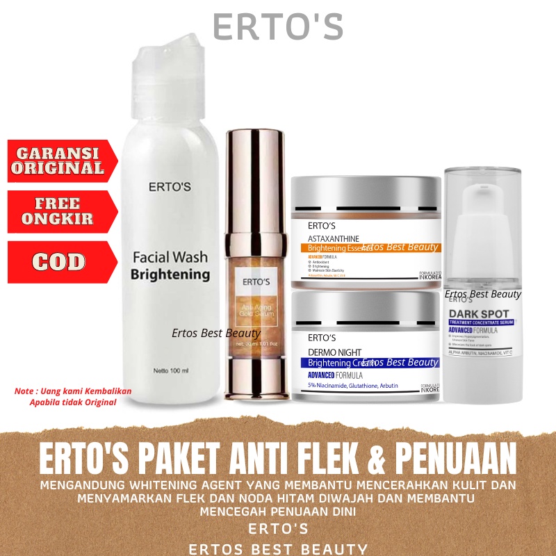 Jual Ertos Paket Anti Flek Hitam dan Penuaan Dini 5in1 ( Facial Wash, Dark Spot, Gold Serum ...