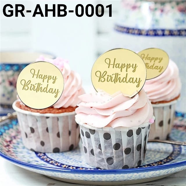 Jual GR-AHB-0001 Cake Topper kue akrilik acrylic mirror happy birthday ...