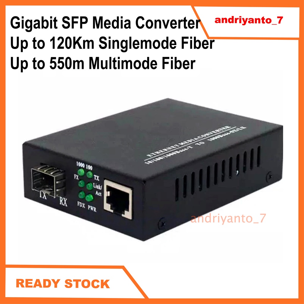 Jual Gigabit SFP Media Converter 10 100 1000Mbps RJ45 1 Unit | Shopee ...