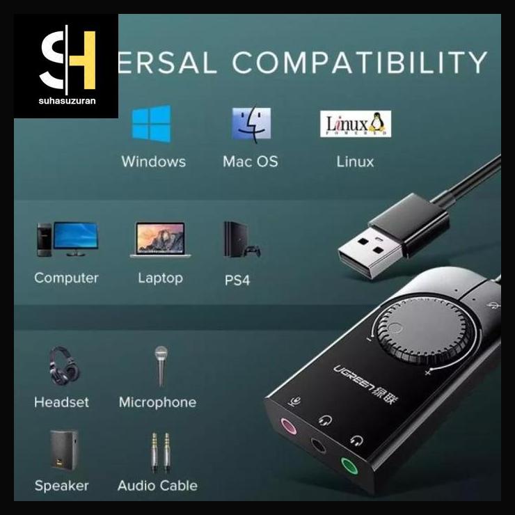 Jual Ugreen Soundcard USB to Aux Audio Mic - Ugreen USB Sound Card External suhasuzuran | Shopee ...