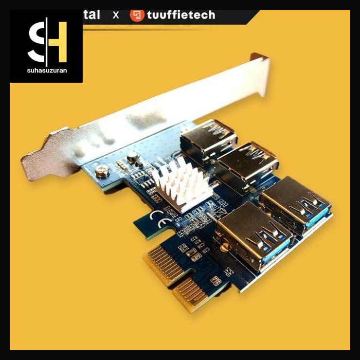 Jual PCIE Splitter PCIE x1 to 4 USB3.0 Mining Riser Adapter VER. 002 ...