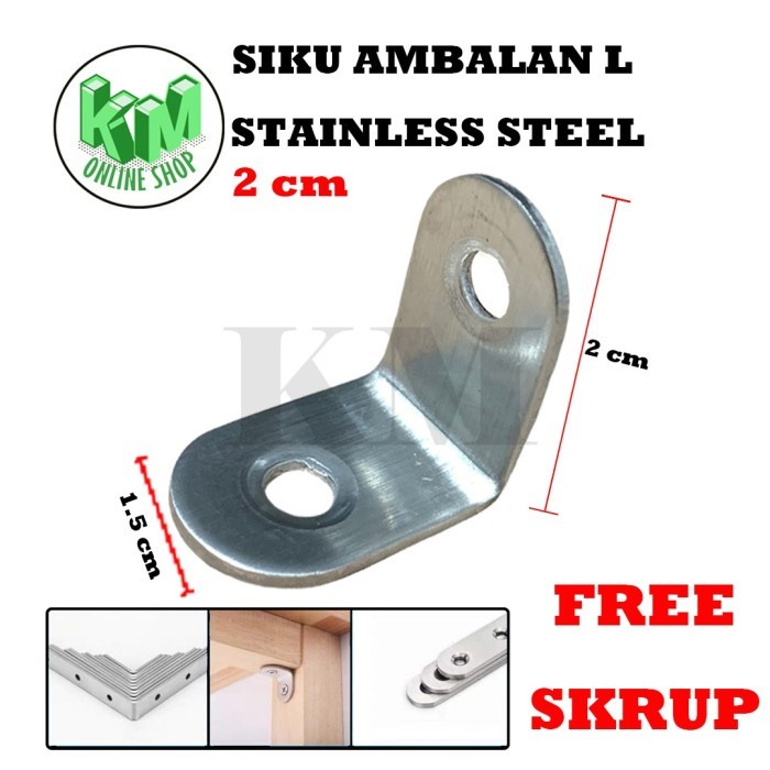 Jual Bracket Siku Ambalan L/ Siku L 1.6 cm x 2 cm x 2cm | Shopee Indonesia