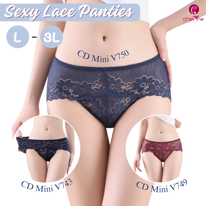 Jual Chelyne CD Brukat Wanita V743/V749/V750 L-XL-3L Jumbo Model Mini Lace - CD Big Size Brukat ...