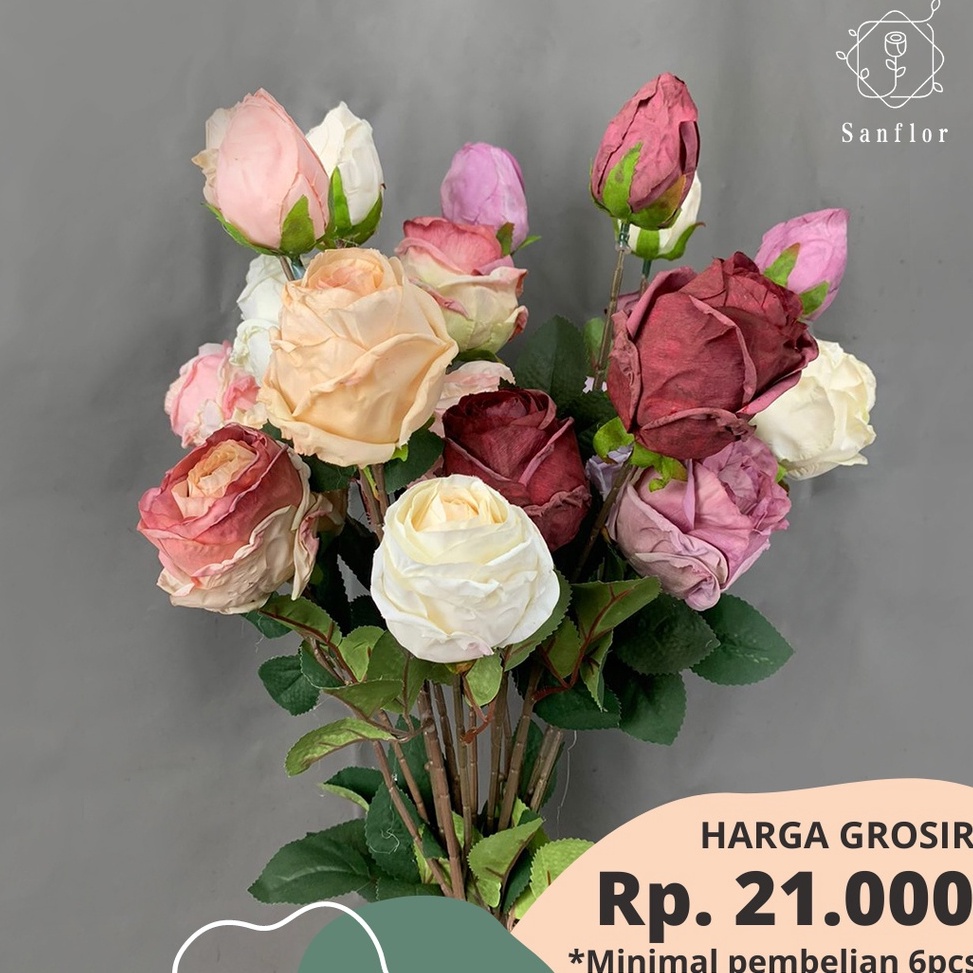 Jual STOK TERBARU!. Bunga Mawar Snow Rose Cabang 3/The simulation ...