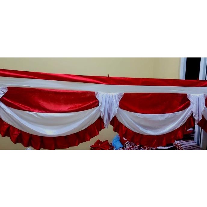 Jual Bendera merah putih Backdrop Rumbai Indonesia 10 meter | Shopee ...