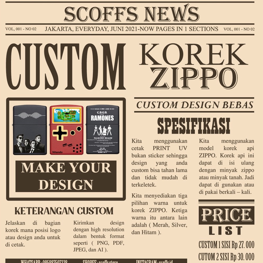 Jual Best Scoffs Korek Api Custom Zippo/Print UV/Souvenir Full Color ...