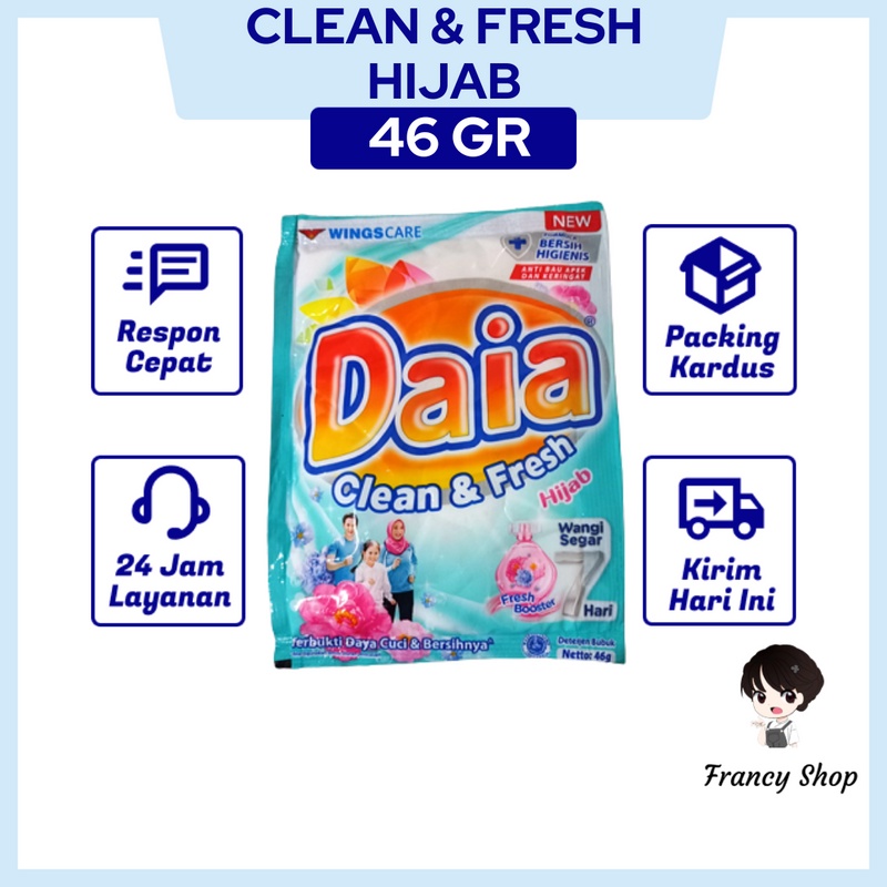 Jual Daia Clean & Fresh Hijab Deterjen Bubuk Sachet 46 gr | Shopee Indonesia