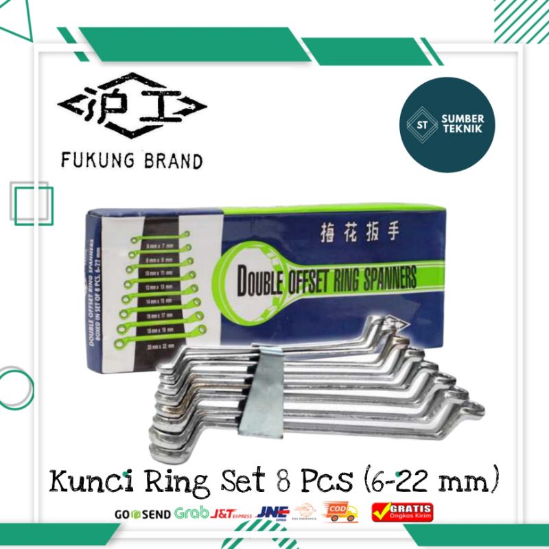 Jual FUKUNG Kunci Ring Set 8 Pcs 6 mm - 22 mm / Kunci Ring Set 8 Pcs 6 ...