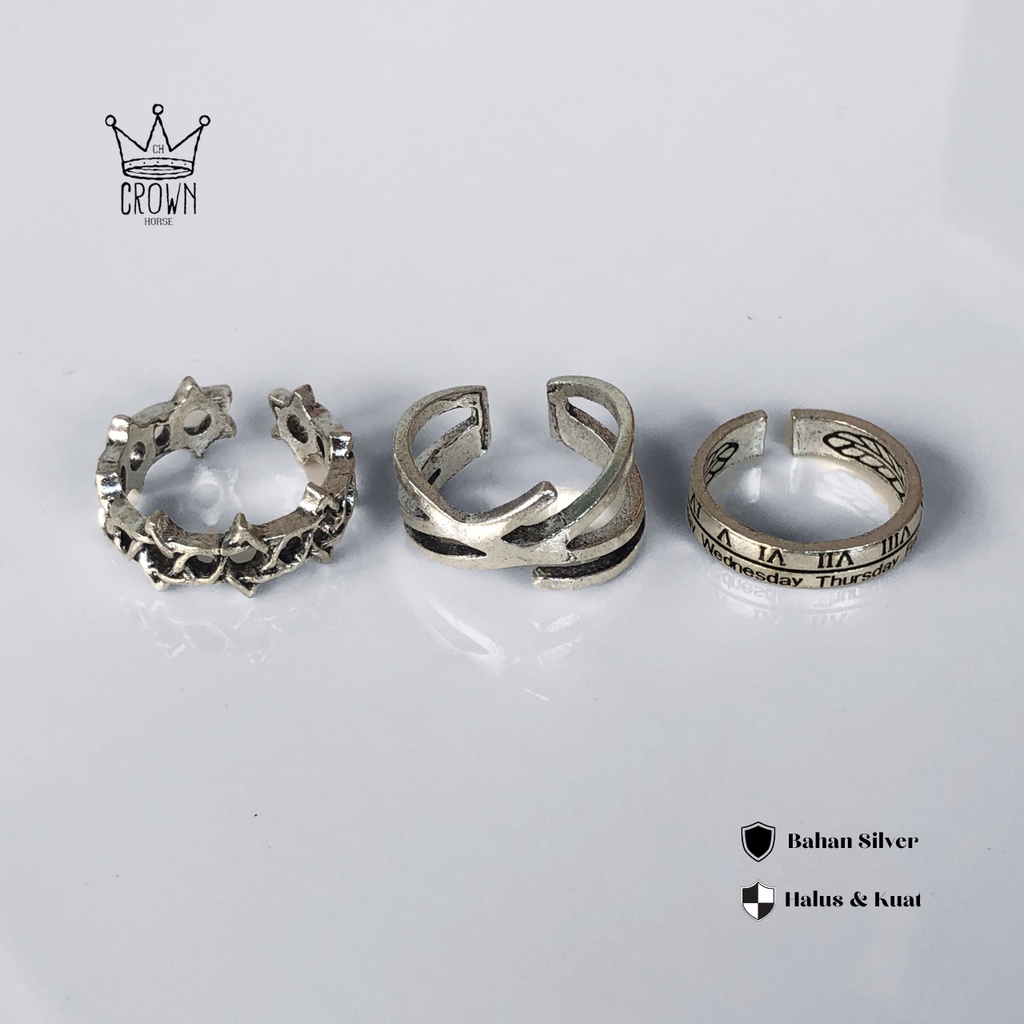 Jual 3 PCS GRUNGE RING BY CROWN // CINCIN GRUNGE PRIA WANITA TITANIUM ...