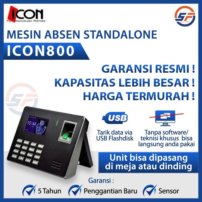 Jual IVQ Fingerprint Absen Sidik Jari ICON 800 Mesin Absensi PIN ORIGINAL Stok Banyak | Shopee ...