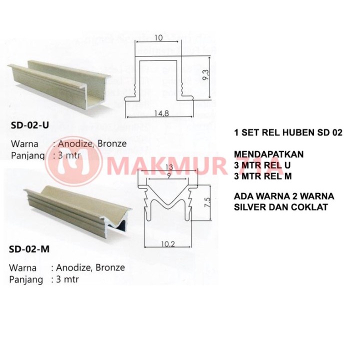 Jual REL PINTU LEMARI SLIDING HUBEN SD 02 / REL U DAN M / REL LEMARI GESER ORIGINAL | Shopee ...