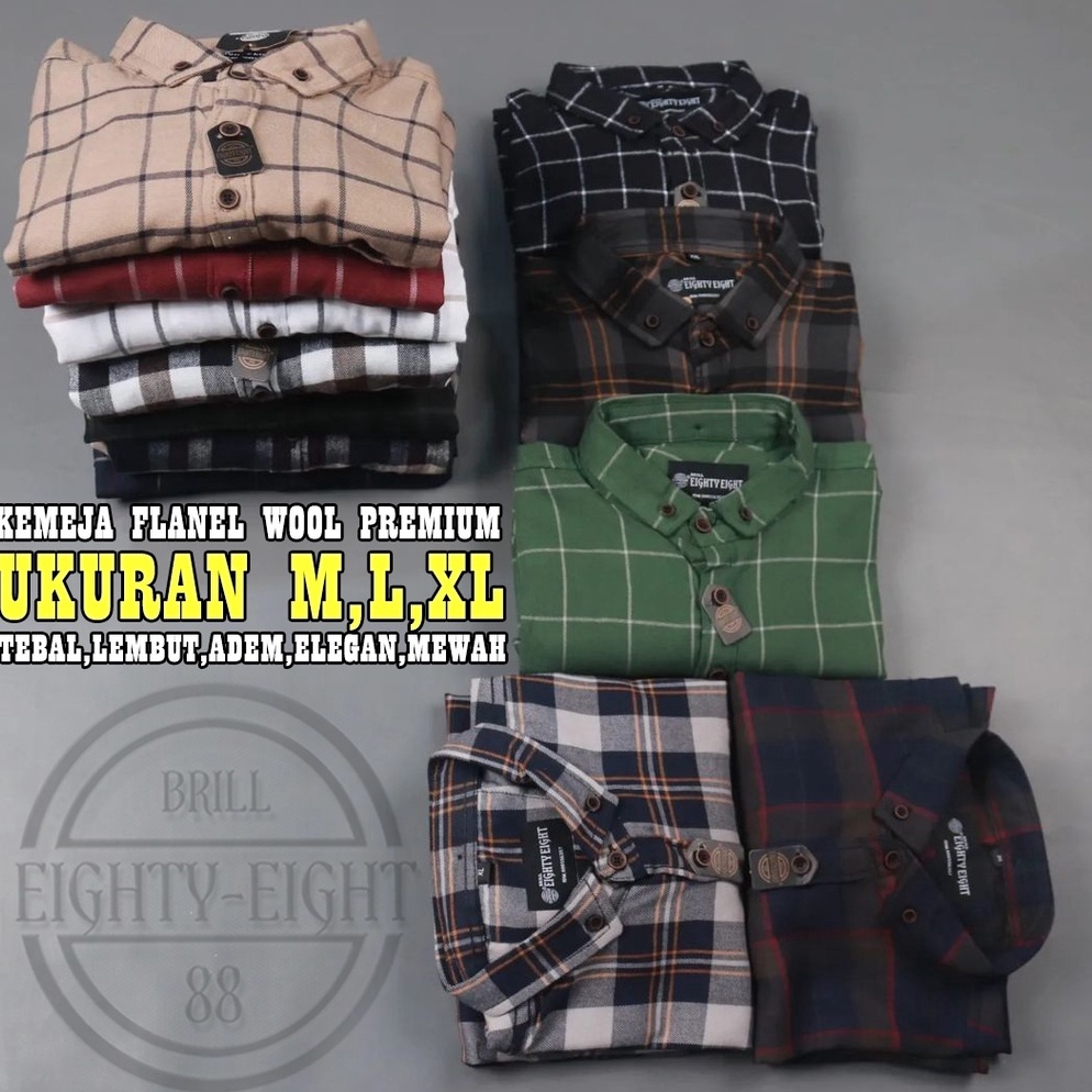 Jual LANGSUNG ATC!. KEMEJA FLANEL PRIA DAN WANITA LENGAN PANJANG PREMIUM BRILL EIGHTY EIGHT 88 ...