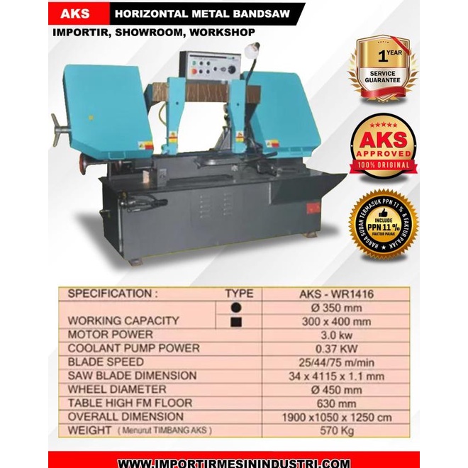 Jual Mesin Pemotong Besi Horizontal Metal Bandsaw Machine 3Kw Wr - 1416 ...
