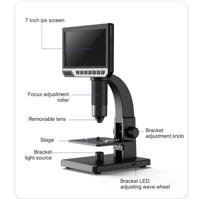 Jual Mikroskop Digital Dual Lens Hd 2000X / Microscope 7 Inch Hd ...
