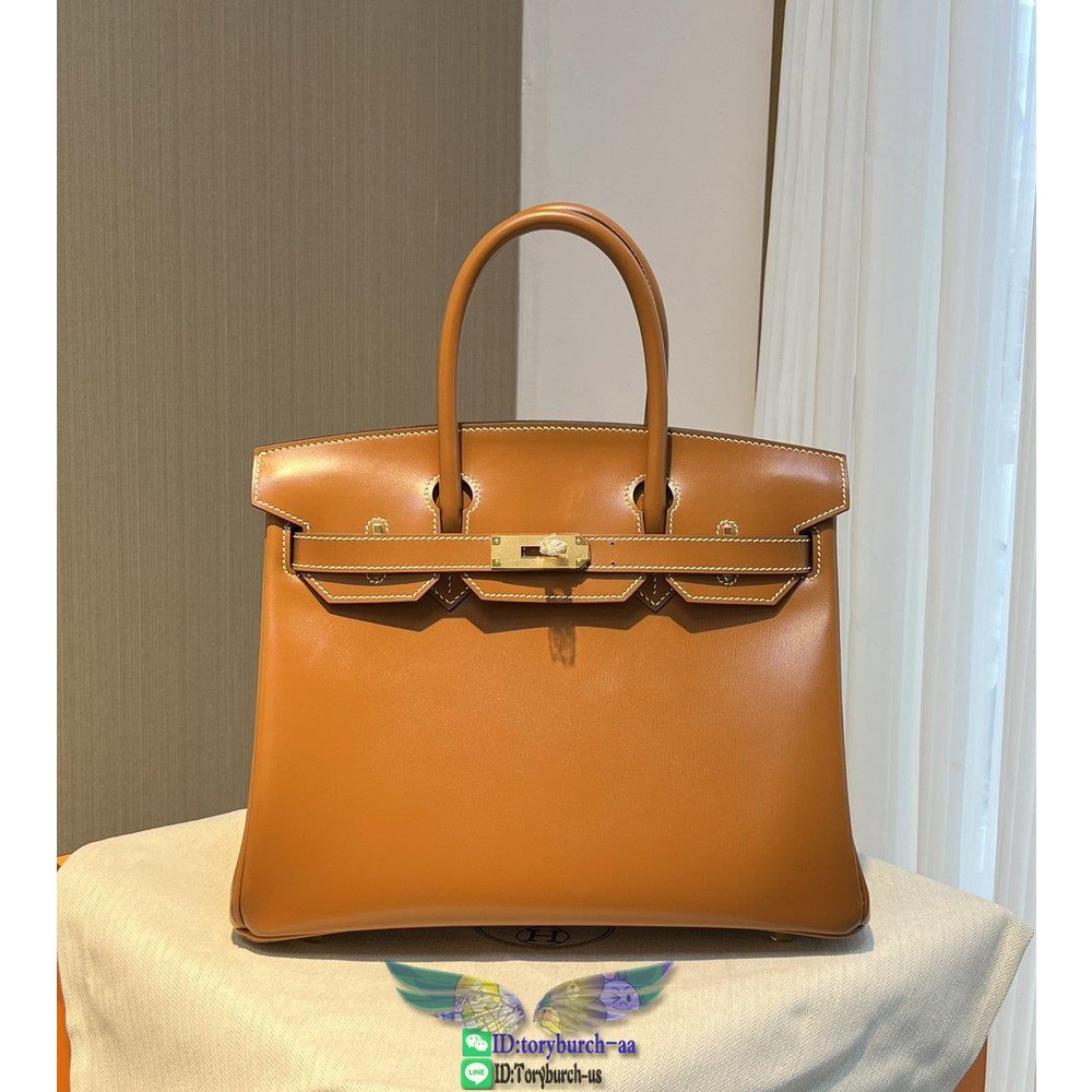 Jual Box tan Herme_ Birkin 30 structured shopper handbag pure handmade ...