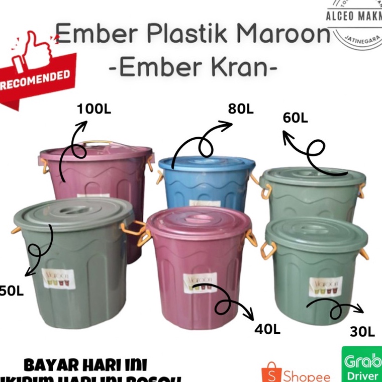Jual Serbuuuu.. EMBER PLASTIK MAROON EMBER KRAN 30-40-50-60-80-100 LITER | Shopee Indonesia