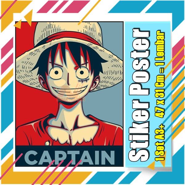Jual Poster Stiker Label One Piece 3 Luppy zoro Brock sanji coper nami ...