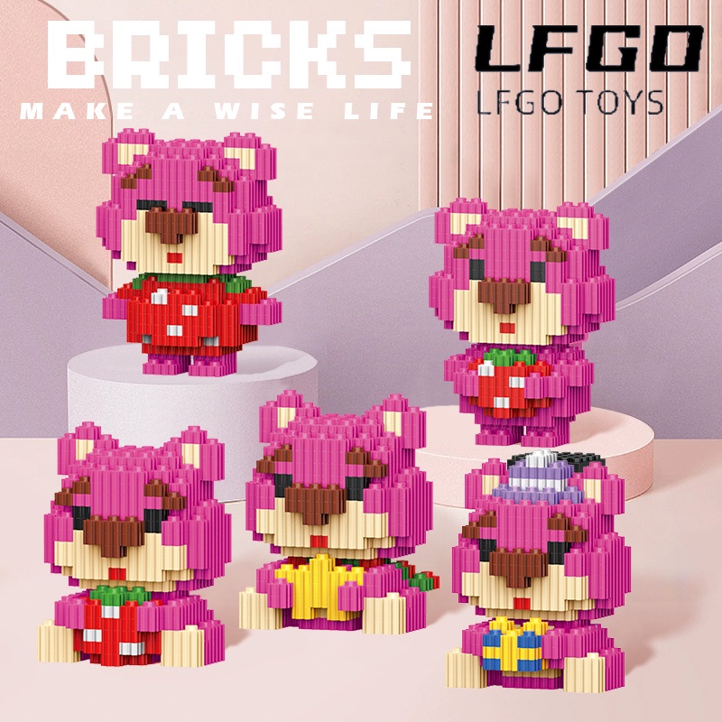 Jual (COD) Mainan Block Susun Nano Block Disney Strawberry Bear Series ...