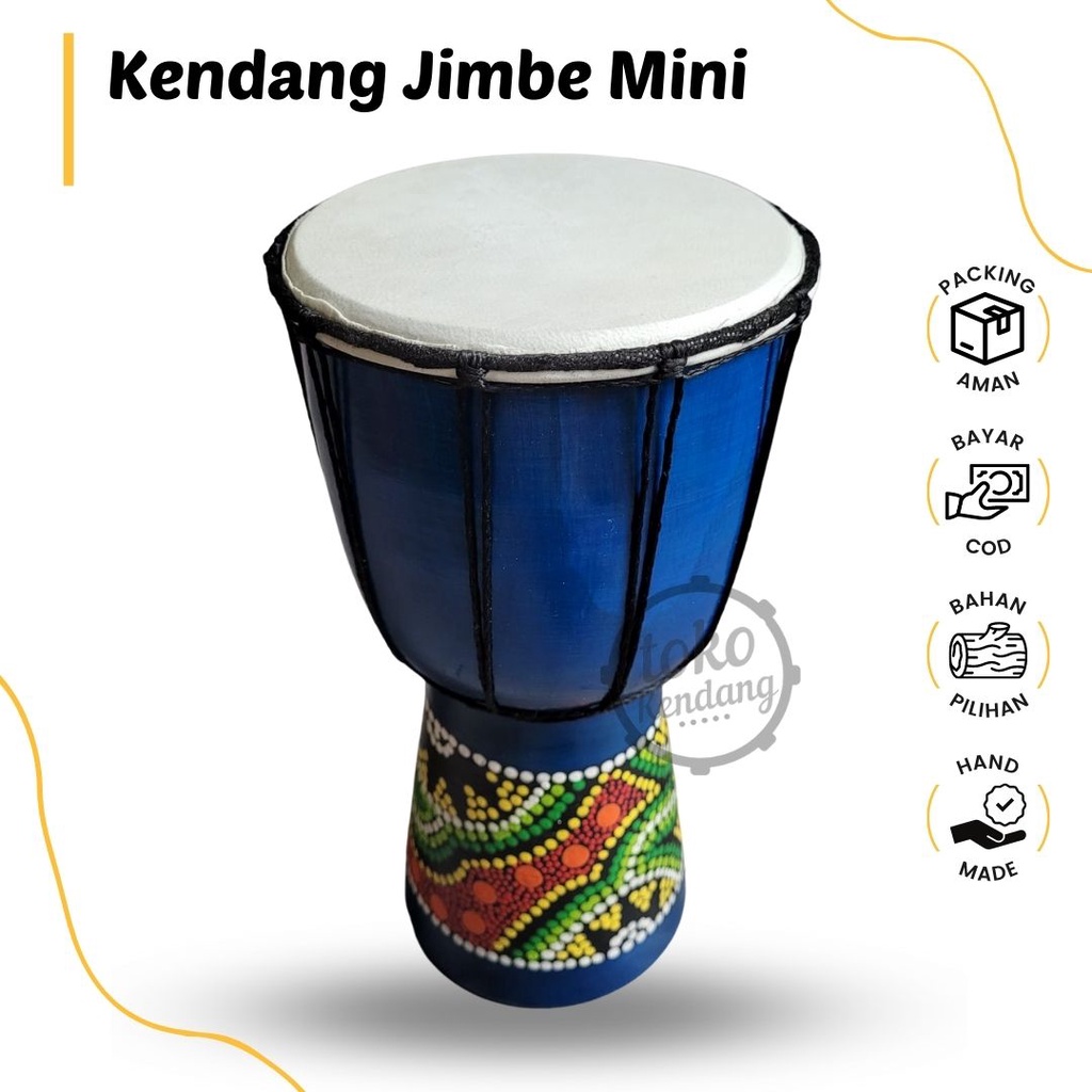 Jual Kendang Jimbe 30cm Biru Painting Mainan Gendang Anak Kecil ...