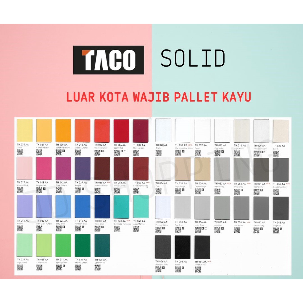 Jual (LUAR KOTA WAJIB PALLET KAYU) NEW HPL Taco Solid TH 053/052/051/055/056/054/058/059/060 AA ...