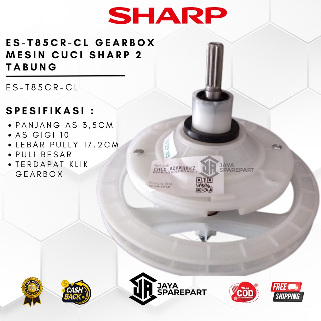 Jual ES-T85CR GEARBOX SHARP 2 TABUNG - GEAR BOX MESIN CUCI SHARP ES ...
