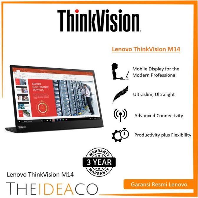 Jual Lenovo Monitor Thinkvision M14 | Shopee Indonesia