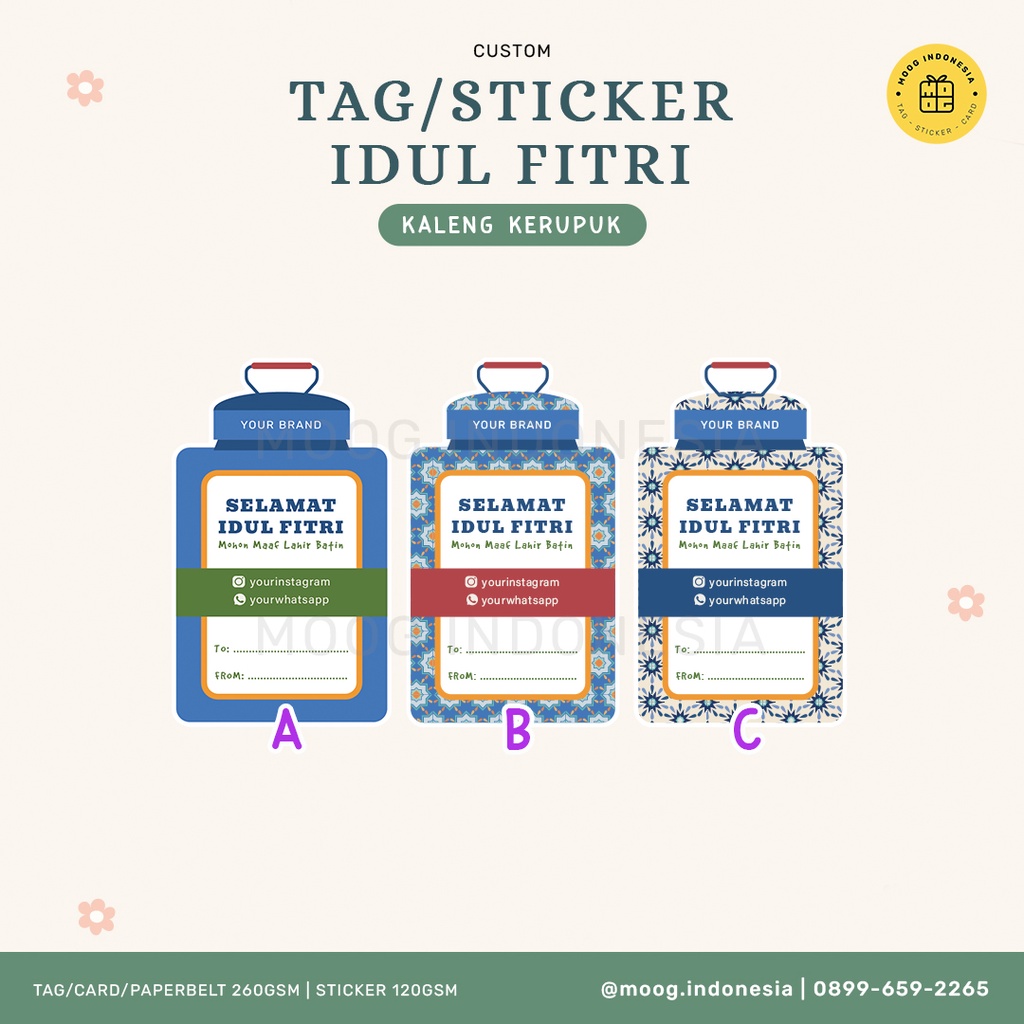 Jual Custom Cetak Hang Tag Stiker Sticker Idul Fitri - Kaleng Kerupuk ...