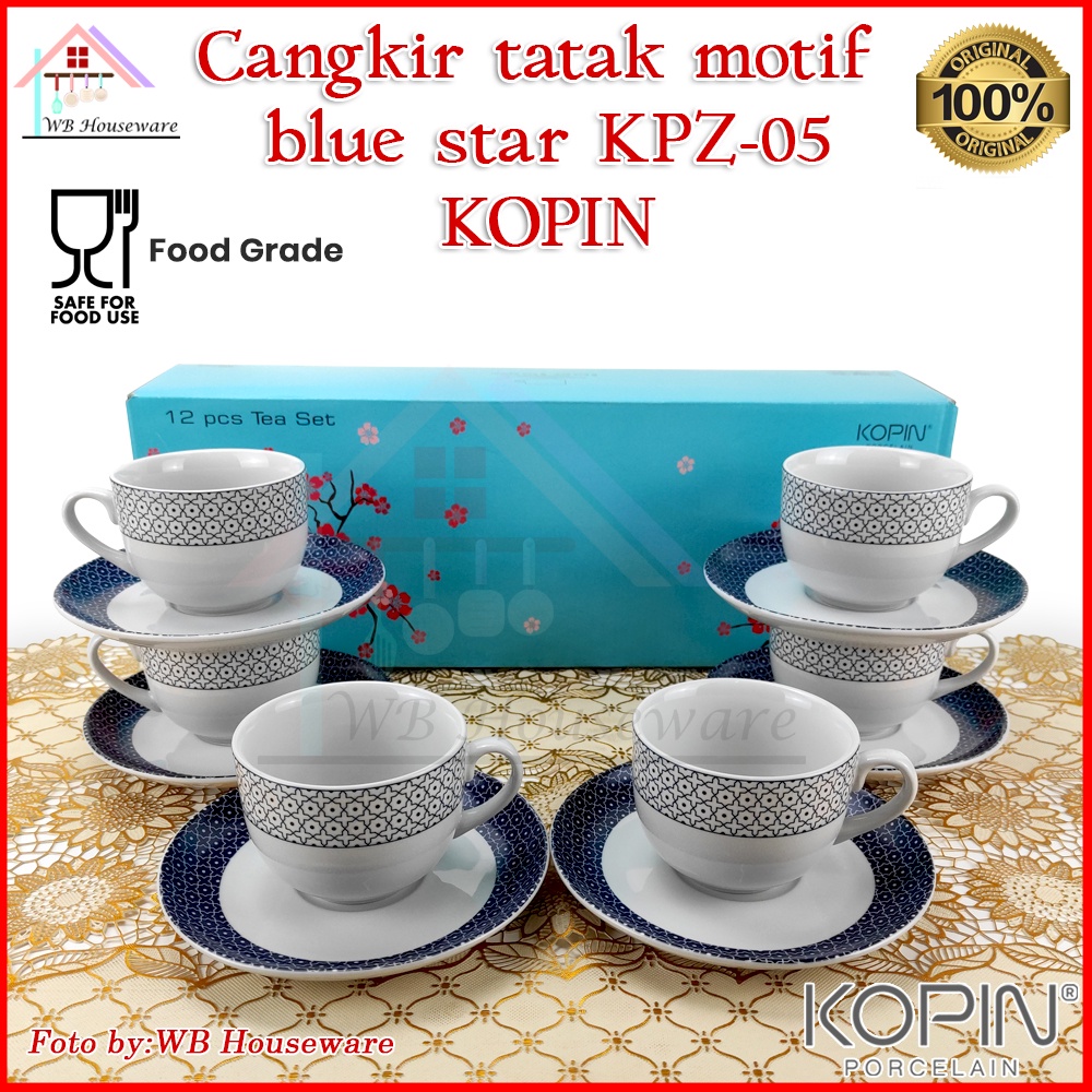 Jual KOPIN 6 pasang cangkir set motif blue star 220ml KPZ-05 / coffee ...