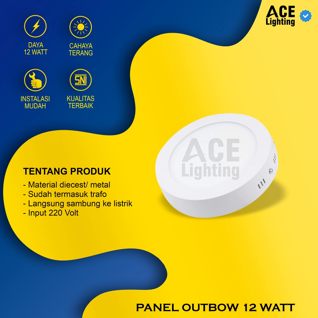 Jual Lampu downlight panel led Outbow 12 Watt lampu plafon downlight 12 ...