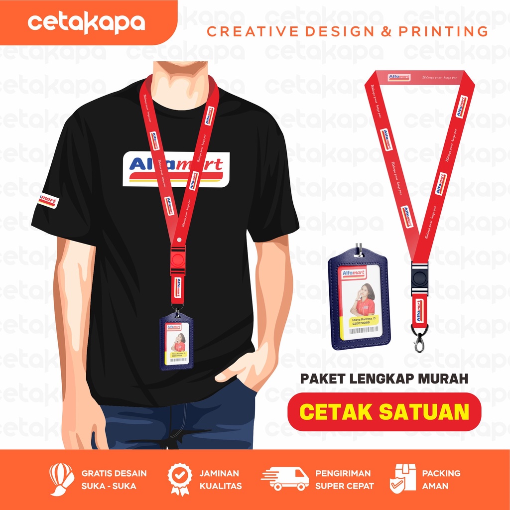 Jual Lanyard ID Card alfamart, CETAK SATUAN | Shopee Indonesia