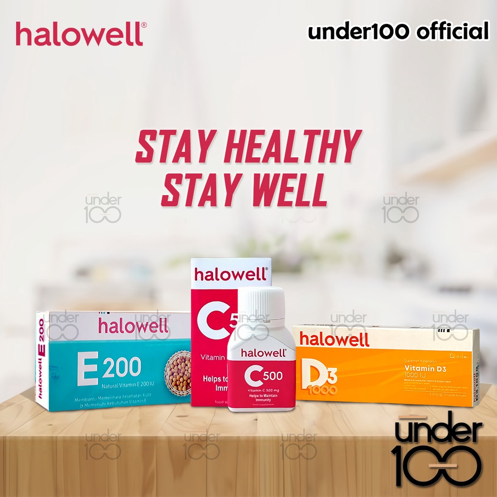 Jual UNDER100 Halowell Natural Vitamin C500 Mg D 1000 iu E 200 iu BPOM ...