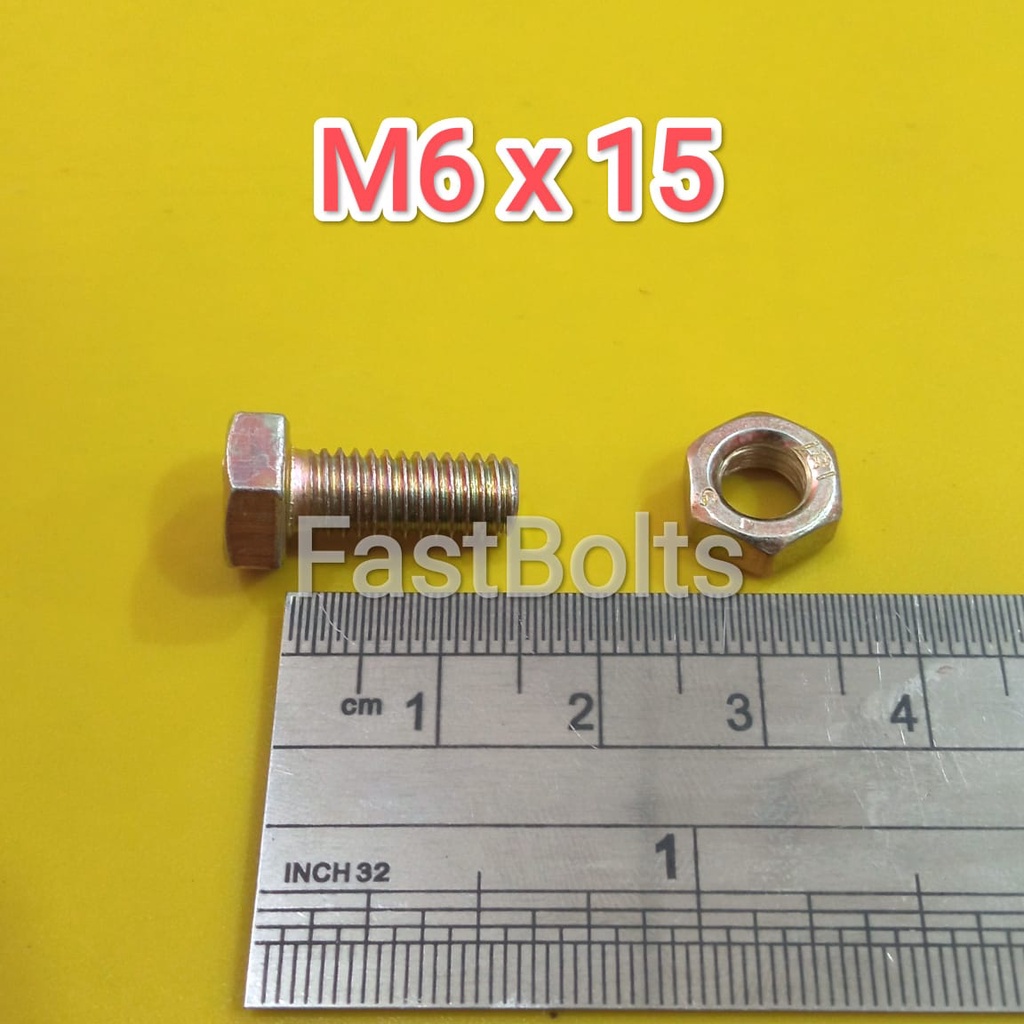 Jual BAUT DAN MUR Kuning 10 Panjang 1.5cm (M6x15) | Shopee Indonesia