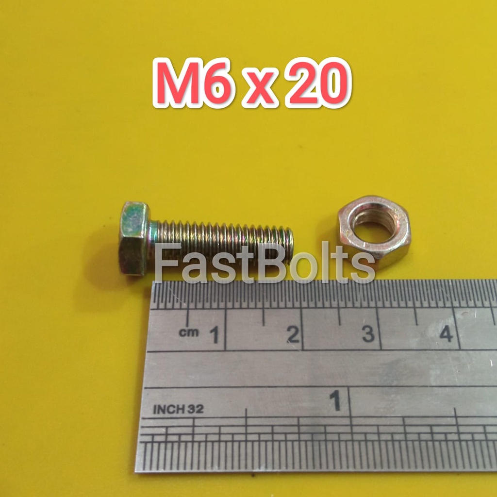 Jual BAUT DAN MUR Kuning 10 Panjang 2cm (M6x20) | Shopee Indonesia
