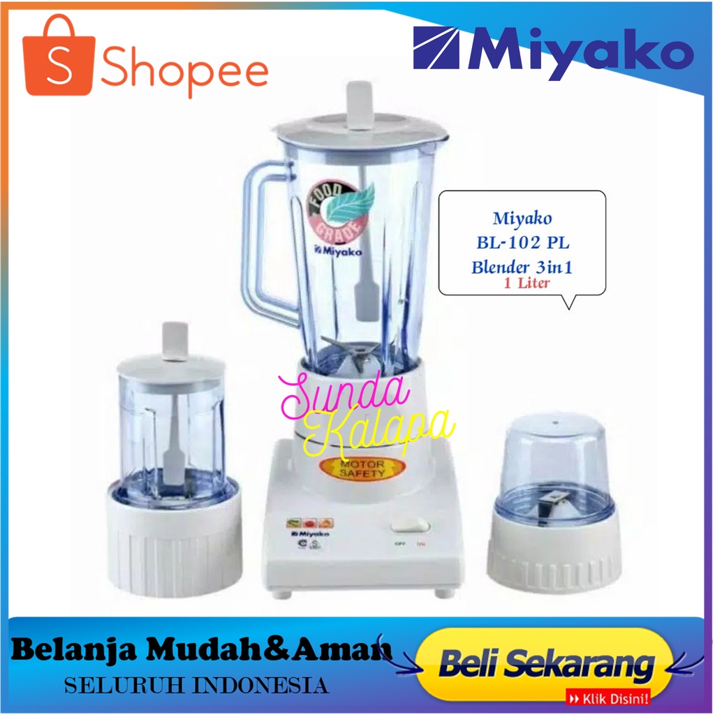 Jual Miyako BL-102 PL Blender Plastik 1 Liter 3in1 250 Watt BL 102 PL ...