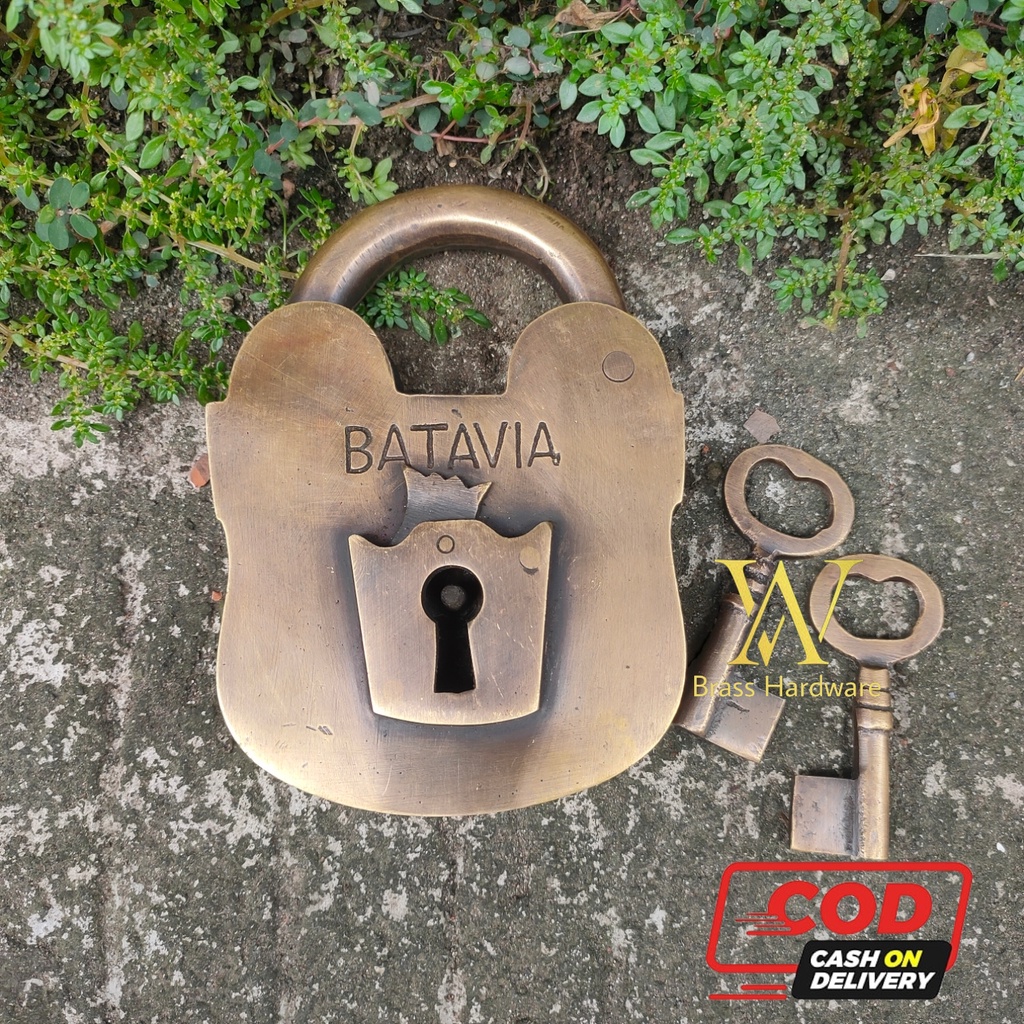 Jual Gembok Kuningan Antik Batavia Besar Polos 1 pcs | Shopee Indonesia