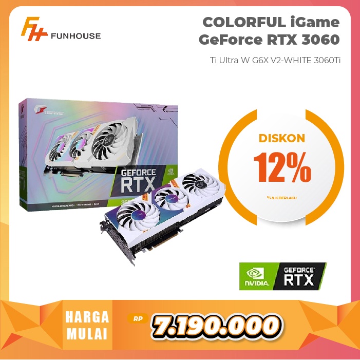 Jual VGA COLORFUL iGame GeForce RTX 3060 Ti Ultra W G6X V2-WHITE 3060Ti | Shopee Indonesia