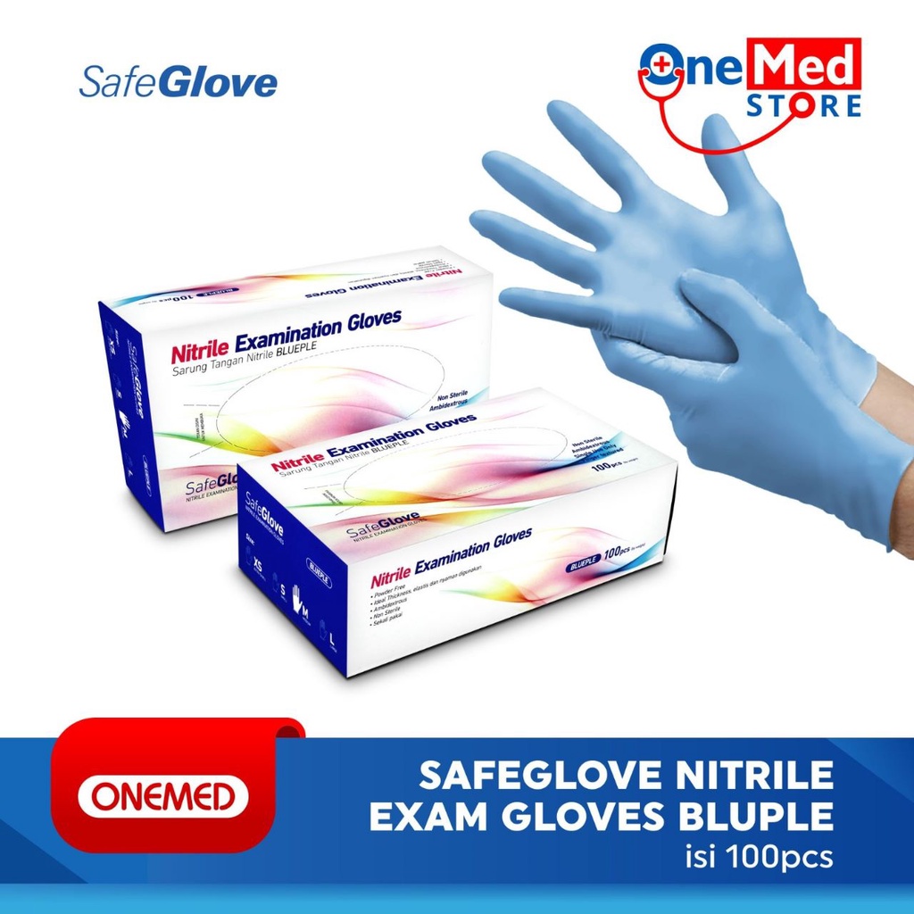 Jual Sarung Tangan Safeglove Nitrile Exam Blue SGN | Shopee Indonesia
