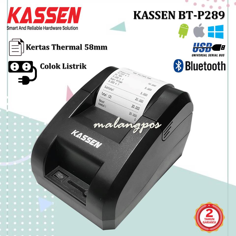Jual PRINTER THERMAL KASIR KASSEN BTP289 PRINTER STRUK BLUETOOTH 58MM ...