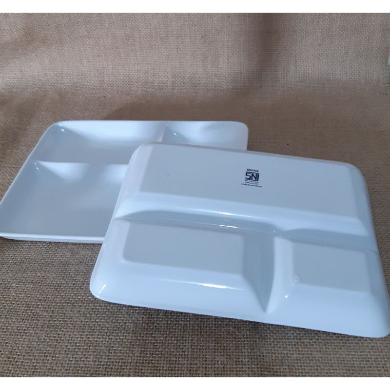Jual Piring saji keramik/Piring saji lauk sekat tiga/Piring porcelain ...