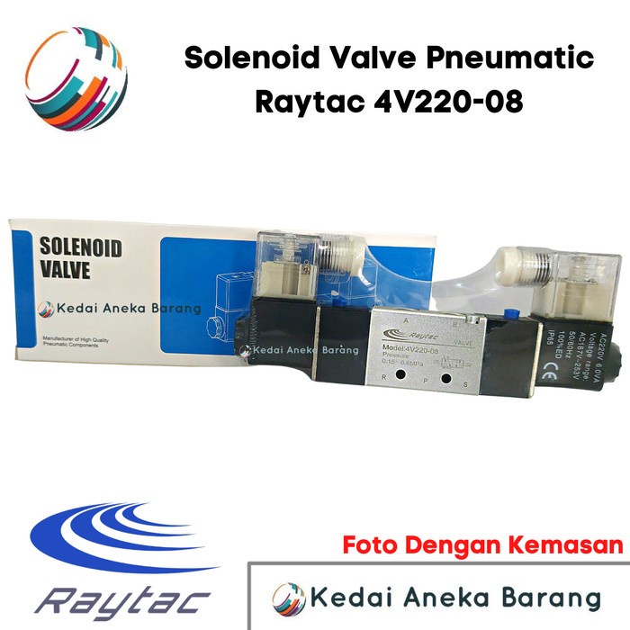 Jual Solenoid Valve Raytac 4V220-08 220V 110V AC 24V 12V DC Pneumatic ...