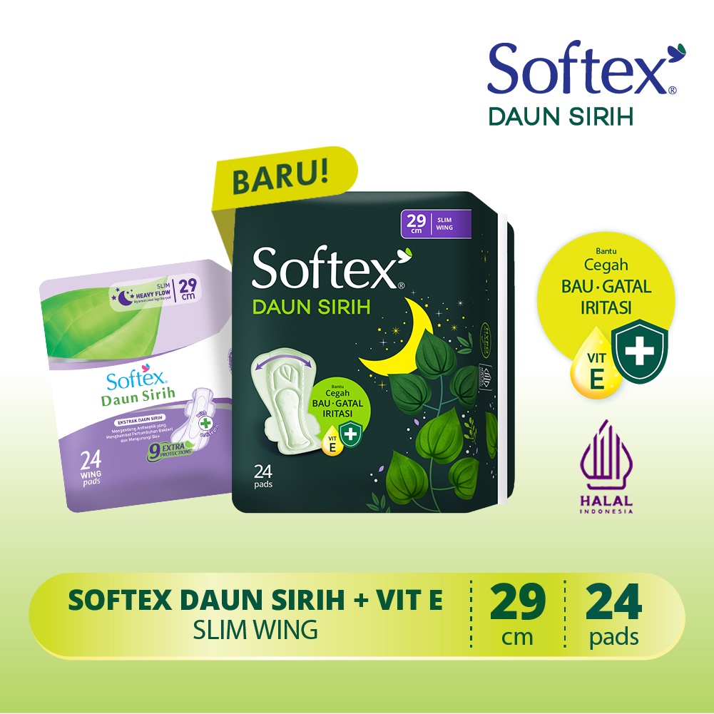 Jual Softex Daun Sirih + Vitamin E Pembalut Jumbo Pack 29Cm isi 24 pads | Shopee Indonesia