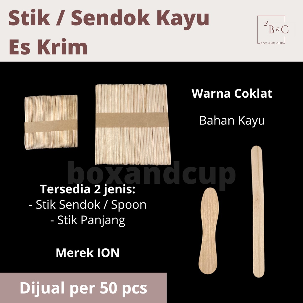 Jual Stik / Stick / Spoon / Sendok Es Krim / Ice Cream Kayu Polos - isi ...